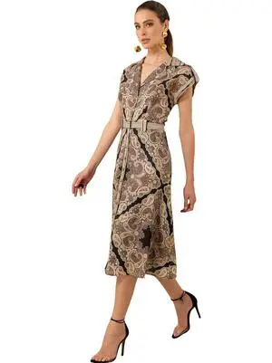 Hale Bob Priscilla Linen Midi Dress - Black