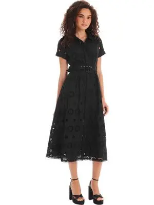 Allison Parris Aiden Cotton Eyelet Dress - Black