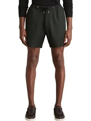 REISS Textured Drawstring Shorts - Dark Green