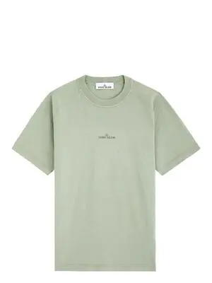 Stone Island Logo-printed Cotton T-shirt - Sage