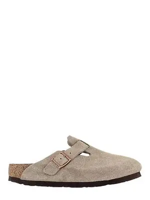 BIRKENSTOCK Boston Buckle Suede Clogs Suede Taupe