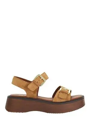 DUNE Double-strap Flatform Suede Sandals - Sand Suede