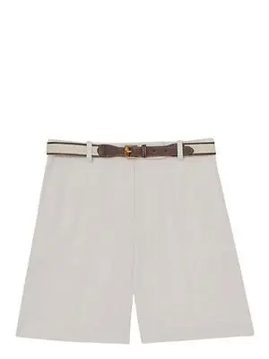REISS Devon Belted-waist Woven Shorts - White