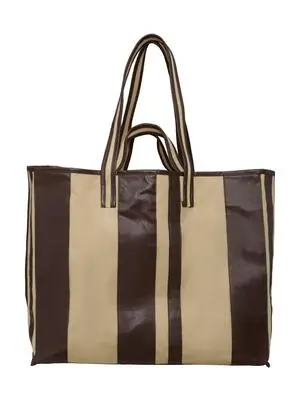KASSL EDITIONS Tote Striped Canvas - Beige/oil Multi