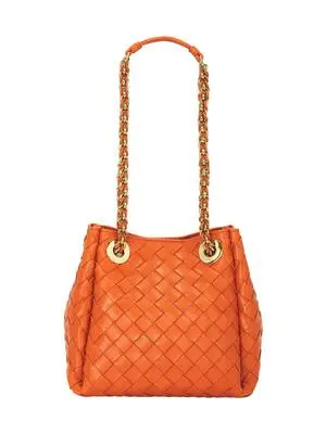 Bottega Veneta Small Parachute Chain Bag - Burned Orange & Muse Brass