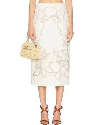 Oscar De La Renta Tweed Midi Skirt - Ivory