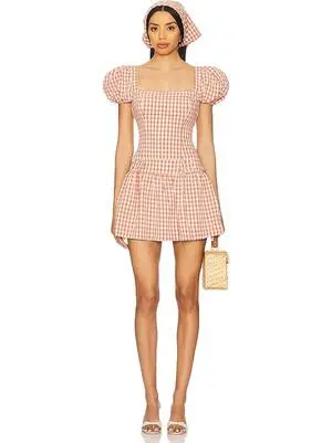 For Love & Lemons Georgia Gingham Mini Dress - Mauve
