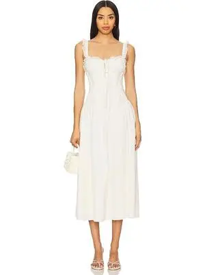 For Love & Lemons Baby Daisy Poplin Midi Dress - White