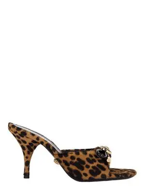 Versace Dyed Calf Hair Mule Sandal - Brown & Versace Gold