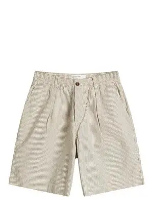 Universal Works Derby Stripe Pleated Track Short - Grey