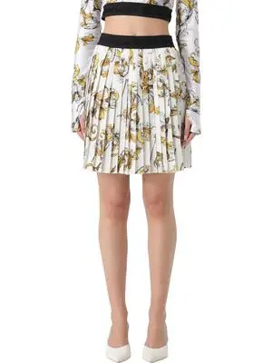 Versace Pleated Mini Skirt With Barocco Print - White