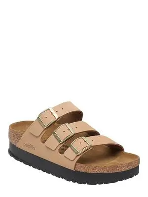 BIRKENSTOCK Florida Platform Nubuck Sandals - Beige