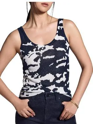 NIC+ZOE Nightfall Ribbed Sweater Tank Top - Indigo Multi
