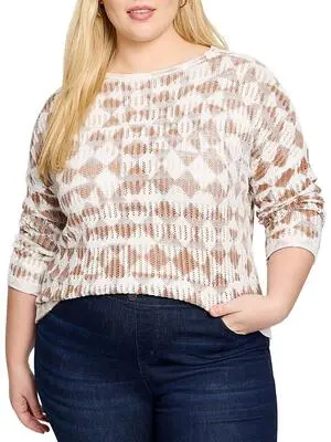 NIC+ZOE Textured Diamond Sweater - Neutral Multi