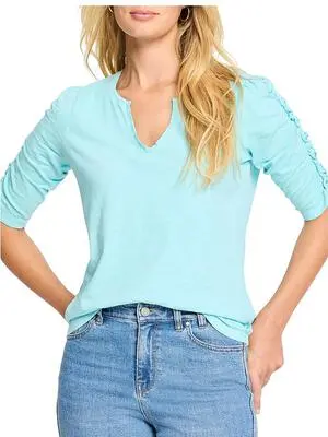 NIC+ZOE Ruched Elbow Sleeve Top - Maui