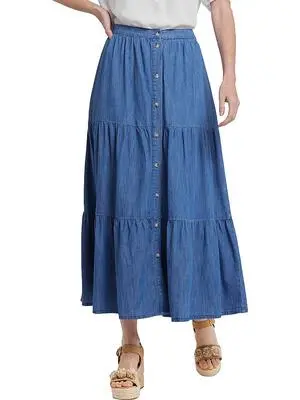 NYDJ Tiered Denim Maxi Skirt - Everly