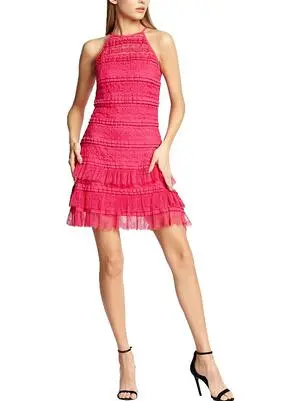 Tadashi Shoji Kiersey Halter Knit Dress - Pink