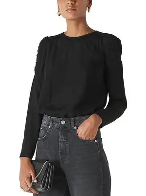 Whistles Nelly Ruched Top - Black