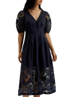Ted Baker London Agnel Lace Midi Dress Navy