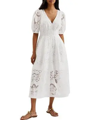 Ted Baker London Agnel Lace Midi Dress White