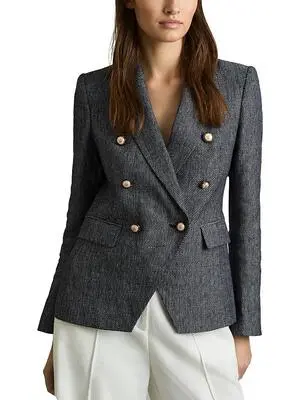 REISS Petites Double Breasted Blazer - Navy