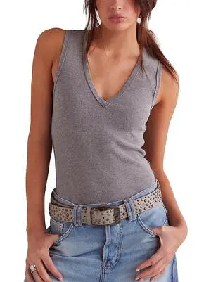 Free People Neria V-neck Tank - Heather Grey