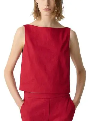 Theory Theory Bateau Neck Linen Top Cherry