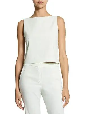Theory Bateau Neck Linen Top - Light Seaglass