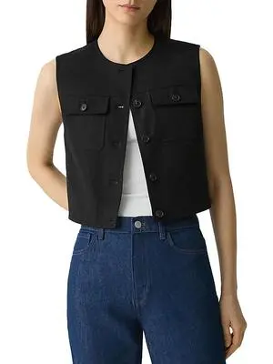 Theory Fitted Linen Vest - Black