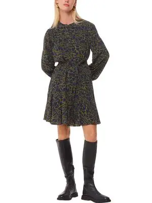 Whistles Abstract Petal Flippy Dress - Green/multi