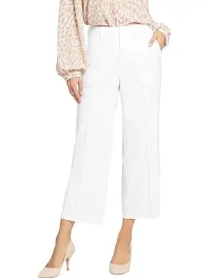 NYDJ Petite Wide Leg Cargo Capri Pants Optic White