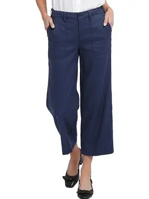 NYDJ Petite Wide Leg Cargo Capri Pants Oxford Navy