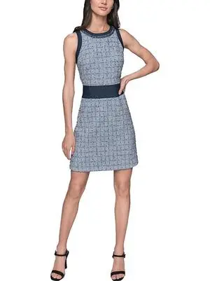 Karl Lagerfeld Paris Tweed A-line Dress - Chambray Blue Marine