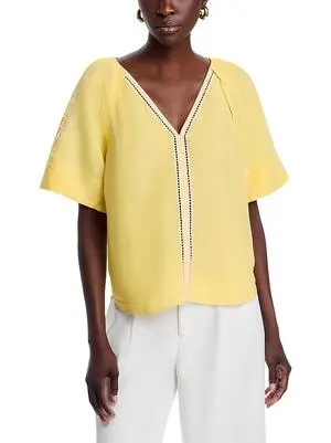 T Tahari V-neck Blouse - Yellow Sky