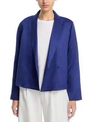 Eileen Fisher Eileen Fisher Linen & Silk Shawl Collar Jacket Bluet