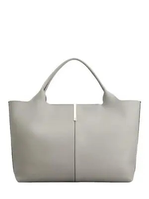 TOD'S Medium Leather Shopping Tote - Gabbiano/ Palude