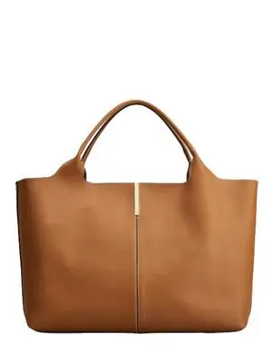 TOD'S Medium Leather Shopping Tote - Kenia/ Cacao
