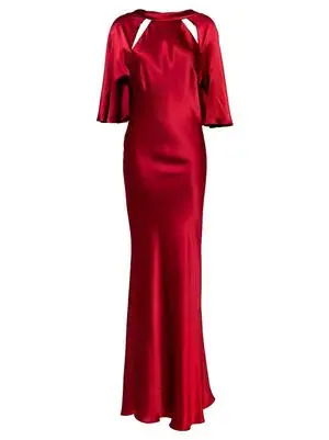 Michelle Mason Capelet-sleeve Gown - Red