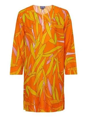 Vilebrequin Cotton And Silk Madrague Lucille Kaftan - Orange