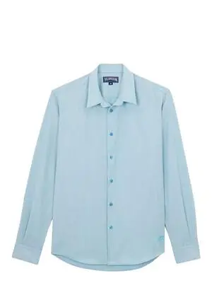 Vilebrequin Wool Shirt Micro Rayures Tailoring Shirt - Blue