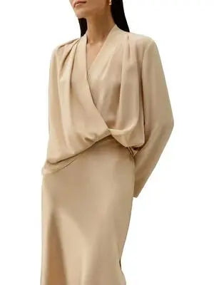 Lilysilk Silk Crêpe De Chine Long Sleeve Blouse - Pale Gold