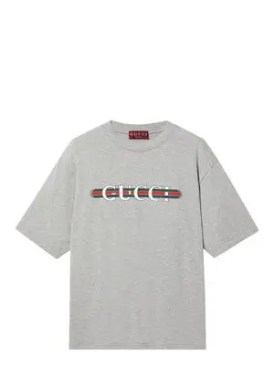 Gucci Web Logo T-shirt Melange - Grey