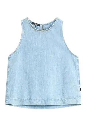 7 For All Mankind Indigo Linen Sleeveless Top - Natural