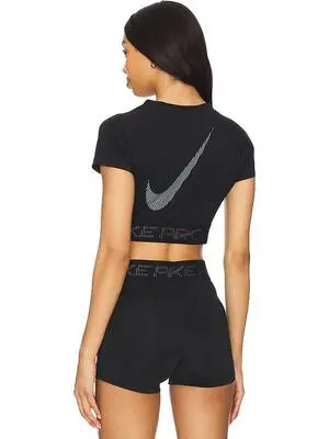 Nike Dri-fit Cropped Graphic Short Sleeve Top - Black  Cool Grey  & White
