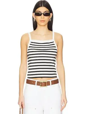 LA LIGNE Striped Cropped Tank - Ivory & Black