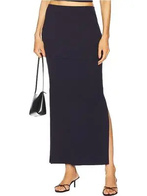 Lna Lora Ribbed Skirt - Ink Blue