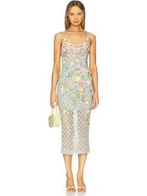 LA FUORI Aurora Twilight Blossom Dress - Misty Green