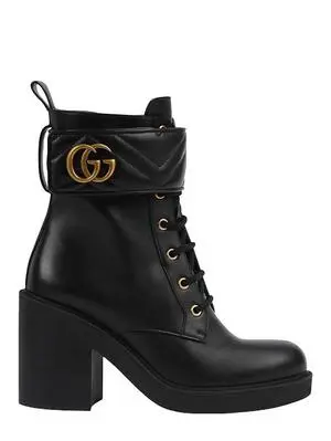 Gucci Gg Strap Matelasse Ankle Boots - Black