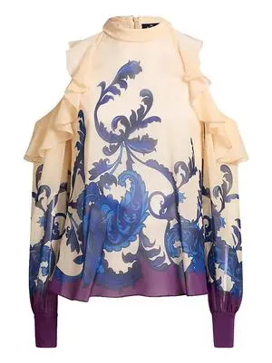 Etro Silk Cold Shoulder Top - White Print