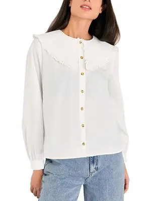 Whistles Cotton Collar Detail Top - White
